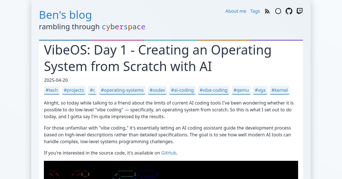 VibeOS: Day 1 - Creating an Operating System from Scratch with AI